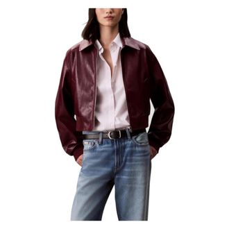 Calvin Klein Jeans Cropped Crinkle Jacke - - Jackets - Damen - Rot - L