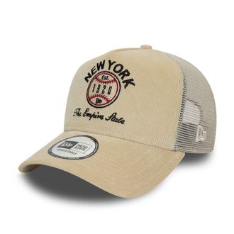 New Era Truckerkappe verstellbar gebogener Schirm Mesh Cap Baseball A-Frame New York beige - One-Size