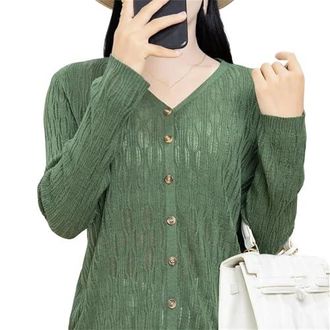 Generic Pull en laine m&eacute;lang&eacute;e &agrave; col en V pour femme - Cardigan d&eacute;contract&eacute; en tricot &agrave; manches longues, turquoise, Taille XL