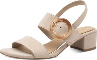Marco Tozzi Damen Sandalen mit Absatz mit Klettverschluss Blockabsatz, Beige (Dune), 36 EU