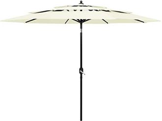 vidaXL Parasol de Jardin à 3 niveaux avec Mât en Aluminium, Pare-soleil de Patio, Abri de Soleil, Parasol de Plage Terrasse, Sable 3 m