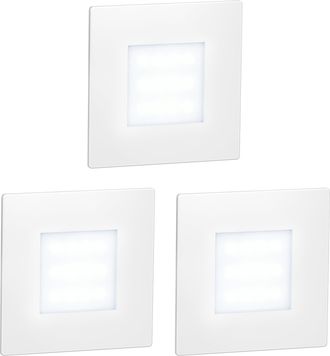 LEDs Com 3 Stück LED Treppenlicht/Wandeinbauleuchte FEX für innen und außen, eckig, 85 x 85mm, kaltweiß