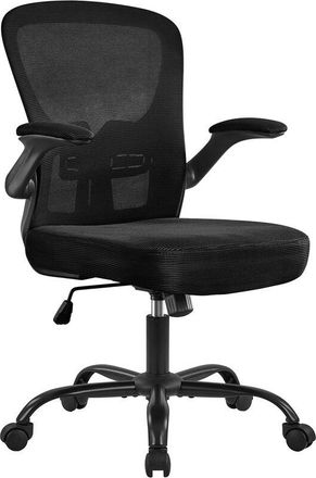 Yaheetech Yaheetech - Chaise de Bureau &agrave; roulettes avec Accoudoirs Pliables Fauteuil Ordinateur Si&egrave;ge Plus Large Hauteur R&eacute;glable 60 x 64 x 95-105 cm Noir