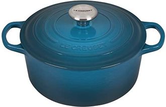 LE CREUSET Le Creuset Cocotte Signature en Fonte Émaillée avec Couvercle, 24 cm, Ronde, 4,2 L, 4,305 kg, Deep Teal, 21177246422430