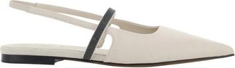 Brunello Cucinelli Slingback Flats - Gr. 36 (EU) - in Weiß