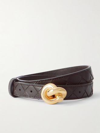 Bottega Veneta Ceinture En Cuir Intrecciato Knot - Marron