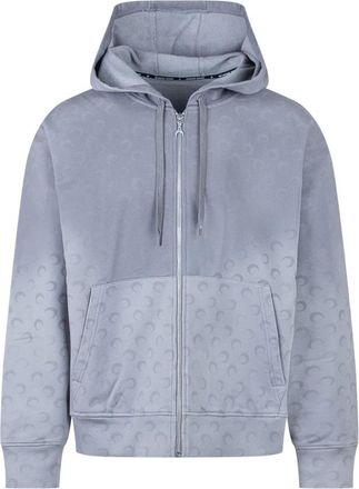 Marine Serre Homme, Sweatshirts et sweats &agrave; capuche, Gris, Taille: 2XS Faded Moon Fleece Zipped Sweat &agrave; capuche