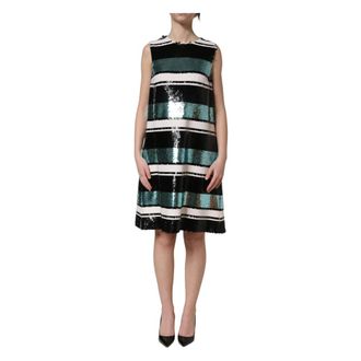 Dolce & Gabbana Femme, Robes, Multicolore, Taille: 38 FR Robe droite sans manches &agrave; sequins