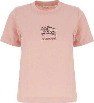 Burberry T-shirt en coton &agrave; motif floral EKD - Femme - Tops - Rose - Taille: 38 FR