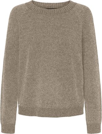 Vero Moda Damen Vmdoffyshine Ls O-Neck Blouse Rep Noos Strickpullover, Silver Mink/Detail:W. Silver Lurex, Large