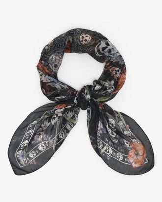 Alexander McQueen Gebl&uuml;mter Schal mit Skull und Spinne - Item 8585313052Q1078