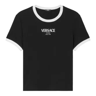 Versace Femme, Tops, Noir, Taille: 36 FR T-shirt &agrave; logo