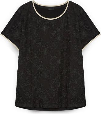 Fiorella Rubino Femme, Tops, Noir, Taille: 42 FR T-shirt avec broderie florale