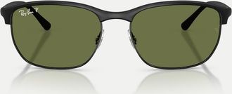 Ray-Ban Rb4469 - Lunettes de soleil oversize &agrave; verres carr&eacute;s polaris&eacute;s verts - Noir sable