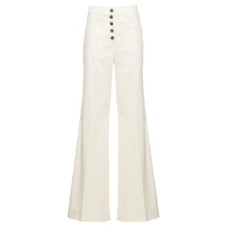 Etro Stretch Cotton Wide-Leg Pant - - Trousers - Damen - Wei&szlig; - W28