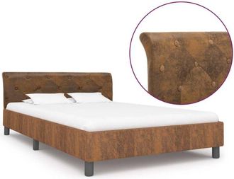 vidaXL Cadre de lit sans matelas marron similicuir daim 120x200 cm Vidaxl