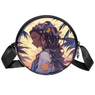 Generic Sac &agrave; bandouli&egrave;re Circle pour femme, petit sac &agrave; bandouli&egrave;re avec fermeture &eacute;clair, bretelles r&eacute;glables, sac &agrave; main rond d&eacute;contract&eacute; pour femmes et fi