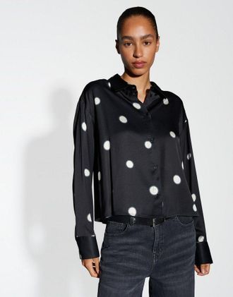 OPUS Langarmbluse FAMENA DOT Boxy aus Satin