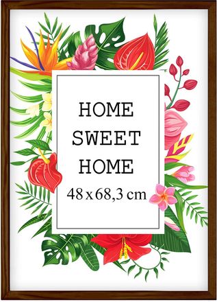 MG Design Braun Bilderrahmen 48 x 68 cm - Aus echtem Holz mit Acrylglas, zum Aufhängen & Aufstellen, für Fotos, Poster & Puzzle