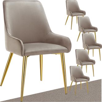 TecTake 6er Set Samt Stuhl, Esszimmerstühle, ergonomischer Sessel Stuhl, Möbel für Wohnzimmer, Armlehnstuhl für Esstisch, als Küchenstuhl, Essstühle skandinav
