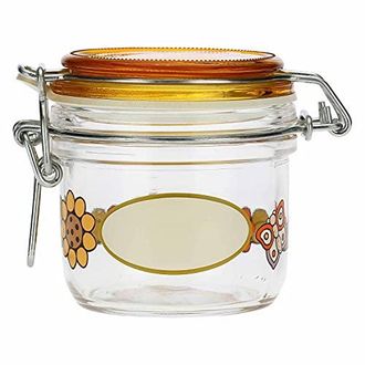 Thun Luftdichte Vorratsdose aus Glas mit Blumen - Orange - Hausdekor, K&uuml;che - Geschenkidee - Linie Country - Glas - 200 ml; H&ouml;he 8,9 cm; Durchmesser 8 cm