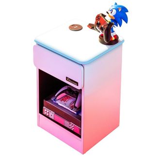 X Rocker Carbon-Tek Nachttisch - Moderner Gaming Nachtschrank mit LED-Beleuchtung & Wireless Charging Ladepad | Weiß