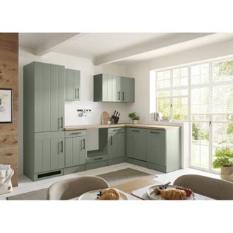 Respekta L K&uuml;che Einbauk&uuml;che Winkelk&uuml;che Landhaus Leerblock Gr&uuml;n Anton 280 cm Respekta