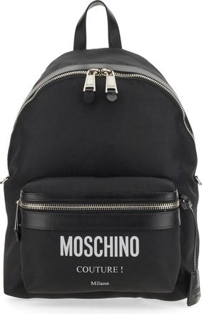 Moschino Mens Large Black Backpack With Logo Polyester Backpacks