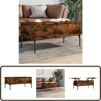 vidaXL Table basse chêne fumé 100x50x45 cm bois dingénierie et métal - Table Basse - Meuble Salon - Table Dappoint - Table Design - Table Chêne Fumé