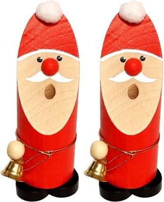 Hess Holzspielzeug 40015 - R&auml;uchermann aus Holz, Weihnachtsmann mit Gl&ouml;ckchen, ca. 13 cm, Dekoration f&uuml;r die Advents- und Weihnachtszeit aus dem Erzgebirge