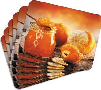 MG Design Set aus 6 Kork-Platzsets - Oranges 1 - 30 x 40 cm - hitzebeständig & abwischbar, mit Korkrückseite