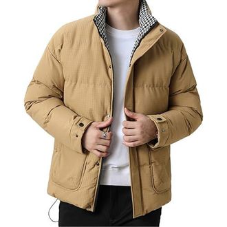Generic Veste matelass&eacute;e pour homme avec col montant et fermeture &eacute;clair - Veste dhiver matelass&eacute;e en coton, jaune, 3XL
