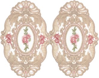 DOITOOL 2 St&uuml;ck Spitzentischsets aus Milchfasermaterial mit Floraler Spitzenstickerei Hitzebest&auml;ndig und rutschfest Dekorative Platzsets f&uuml;r Esstisch und Part