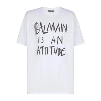 Balmain Ein Statement-T-Shirt mit Grafikprint - - Tops - Herren - Wei&szlig; - M