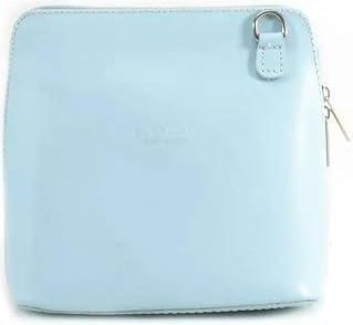 Generic Vera Pelle Sac à bandoulière pour femme en cuir italien élégant et léger, bleu pâle