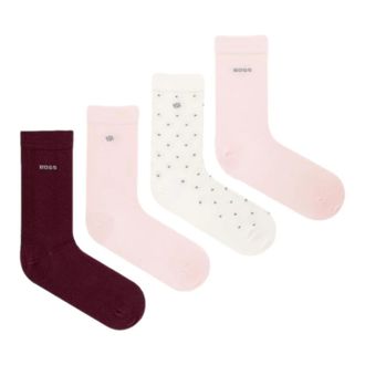 HUGO BOSS Femme, Sous-v&ecirc;tements, Multicolore, Taille: ONE Size Calzini Altezza Regolare Dettagli Logo 4P RS GiftShine