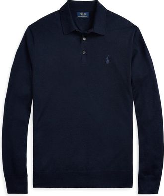 Ralph Lauren Langarm-Poloshirt mit Logo-Aufnäher in