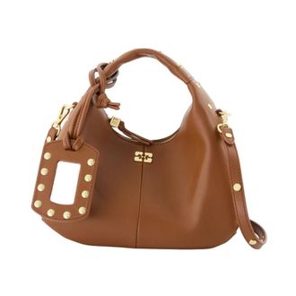 Ganni Mini-Hobo-Handtasche mit Nieten - - Bags - Damen - Braun - ONE SIZE