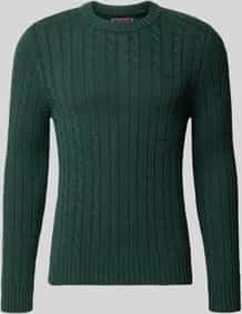Superdry Strickpullover mit Zopfmuster und Rundhalsausschnitt