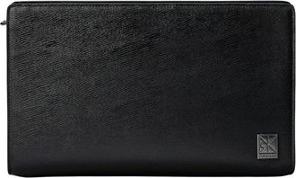Calvin Klein Homme, Sacs, Noir, Taille: ONE Size Pochette zipp&eacute;e Saffiano Emblem avec poign&eacute;e