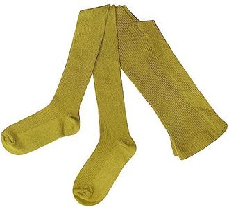 Weri Spezials Collants pour femme en coton écologique, chaud et tendance en tricot côtelé, moutarde, 38-40