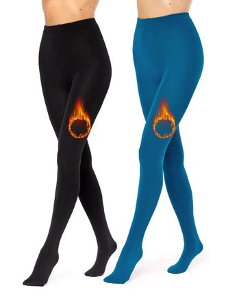 Merry Style 2er Pack Thermo Strumpfhose Damen Winter gef&uuml;tterte Strumpfhose Damen w&auml;rme Tights Thermostrumpfhose Strumpfhosen Winter Thermo Leggings Outdoor MS-AT