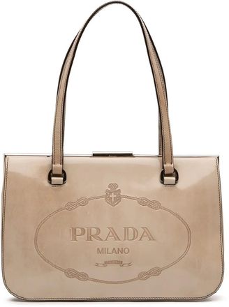 Prada Hobo Bags - Spazzolato Logo Frame Shoulder Bag - Gr. unisize - in Braun - f&uuml;r Damen