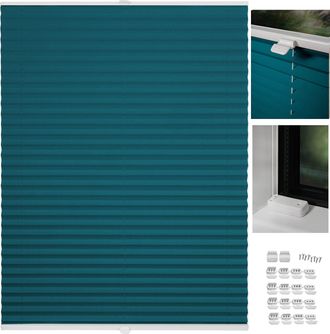 Metablo Plissee nach maß Plissee mit Bohren 22 Farben Schalosien Fenster innen Faltrollos für Fenster Sicht- und Sonnenschutz Rollo für Fenster mit Bohren Pet