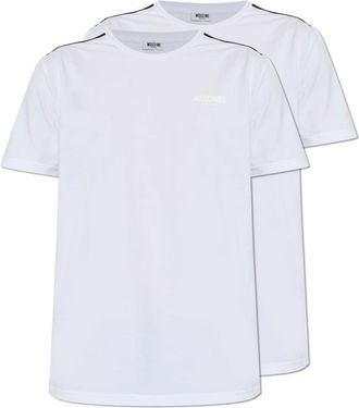 Moschino Homme, Tops, Blanc, Taille: L T-shirt en coton &agrave; col rond (lot de deux)