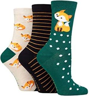 SockShop Lazy Panda Femme Nouveauté Chaussettes en bambou Paquet de 3 Renarde 37-42