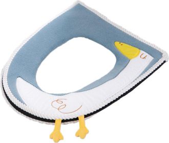 Lurrose Waschbarer Toilettensitzbezug mit Reißverschluss Verdicktes Cartoon Kissenpad aus Weicher Toilettensitzauflage Installieren und Wiederverwendbar Blaue