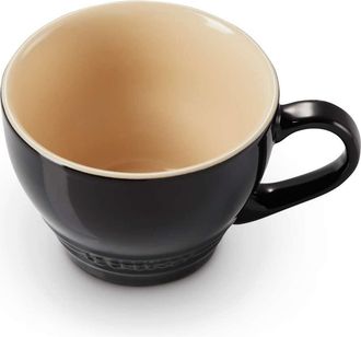 LE CREUSET Große Cappuccino Tasse aus Steinzeug, 400 ml, Schwarz glänzend, 70304401400002