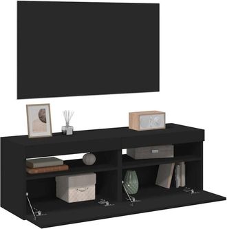 vidaXL Vidaxl - TV-Schränke LED-Leuchten 2 Stk. Schwarz 60x35x40cm