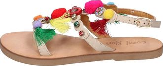 Coral Blue Leder Damen Sandalen - - Shoes - Damen - Mehrfarbig - 37 EU